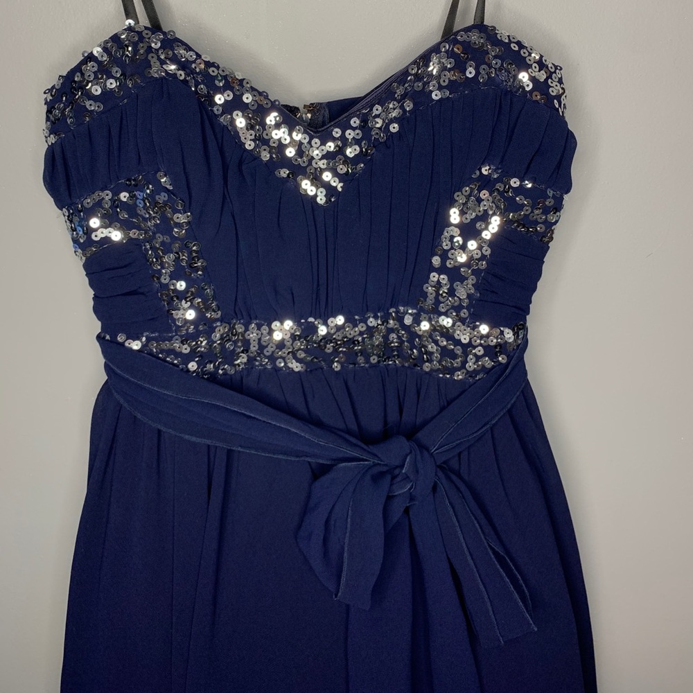 Navy Blue Sparkly Sequin Sweetheart Dress - Gem